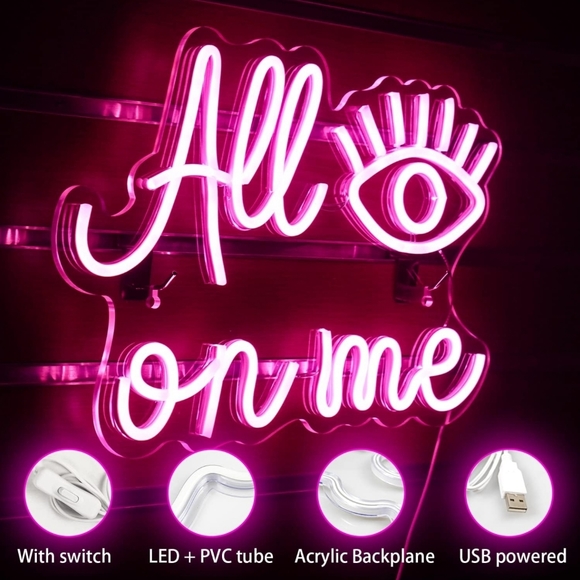 Wanxing | Wall Decor | All Eyes On Me Neon Sign Evil Eye Led Sign Pink ...
